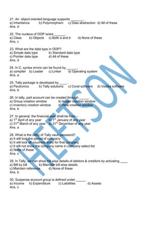 COPA Practice Set (Previous Year Question Paper) | PDF