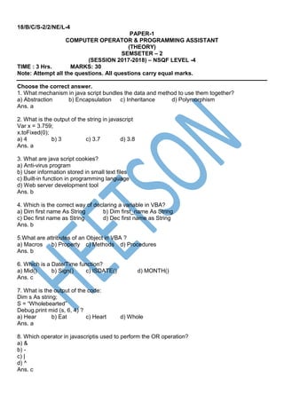 COPA Practice Set (Previous Year Question Paper) | PDF