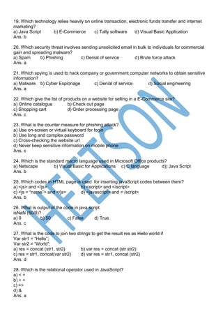 COPA Practice Set (Previous Year Question Paper) | PDF