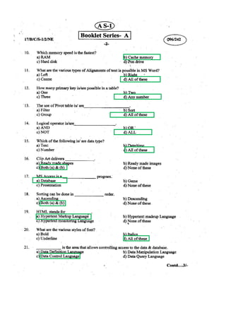COPA Practice Set (Previous Year Question Paper) | PDF