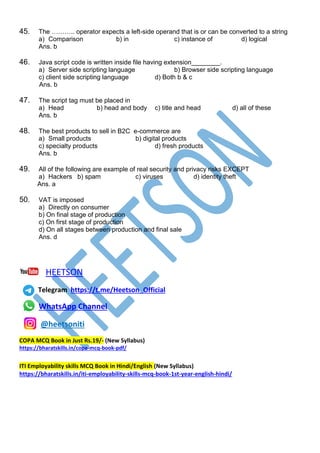 COPA Practice Set (Previous Year Question Paper) | PDF