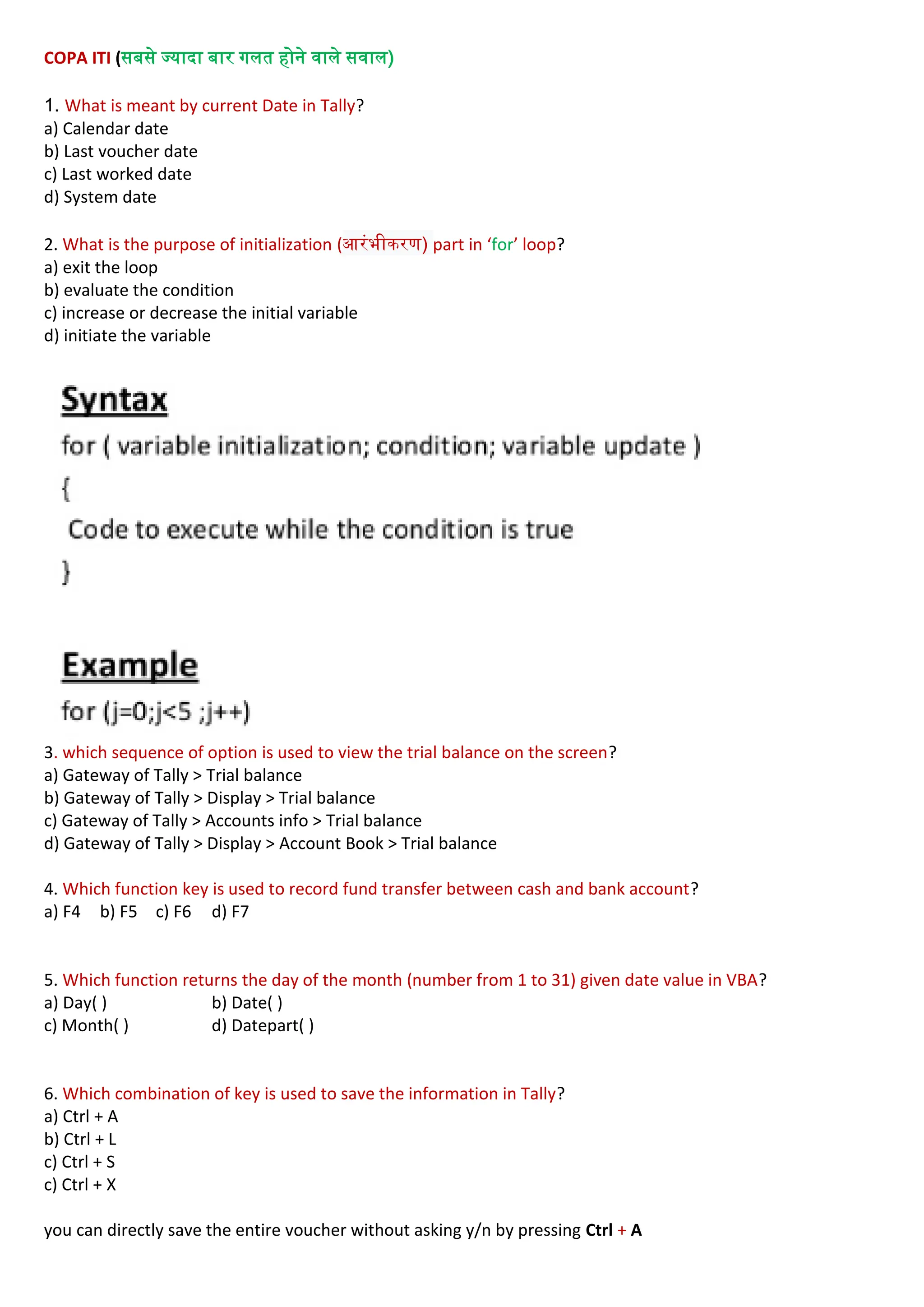 ITI COPA Questions and Answers Most Important | PDF
