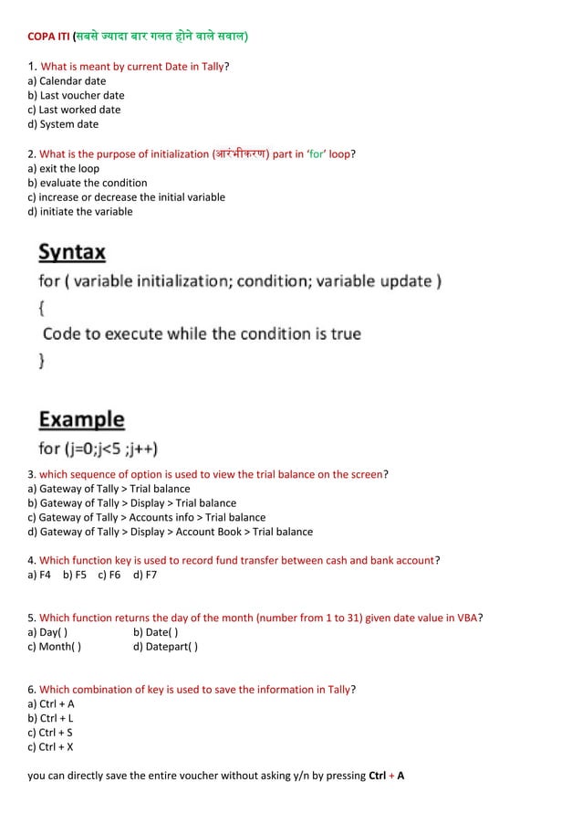 ITI COPA Questions and Answers Most Important | PDF