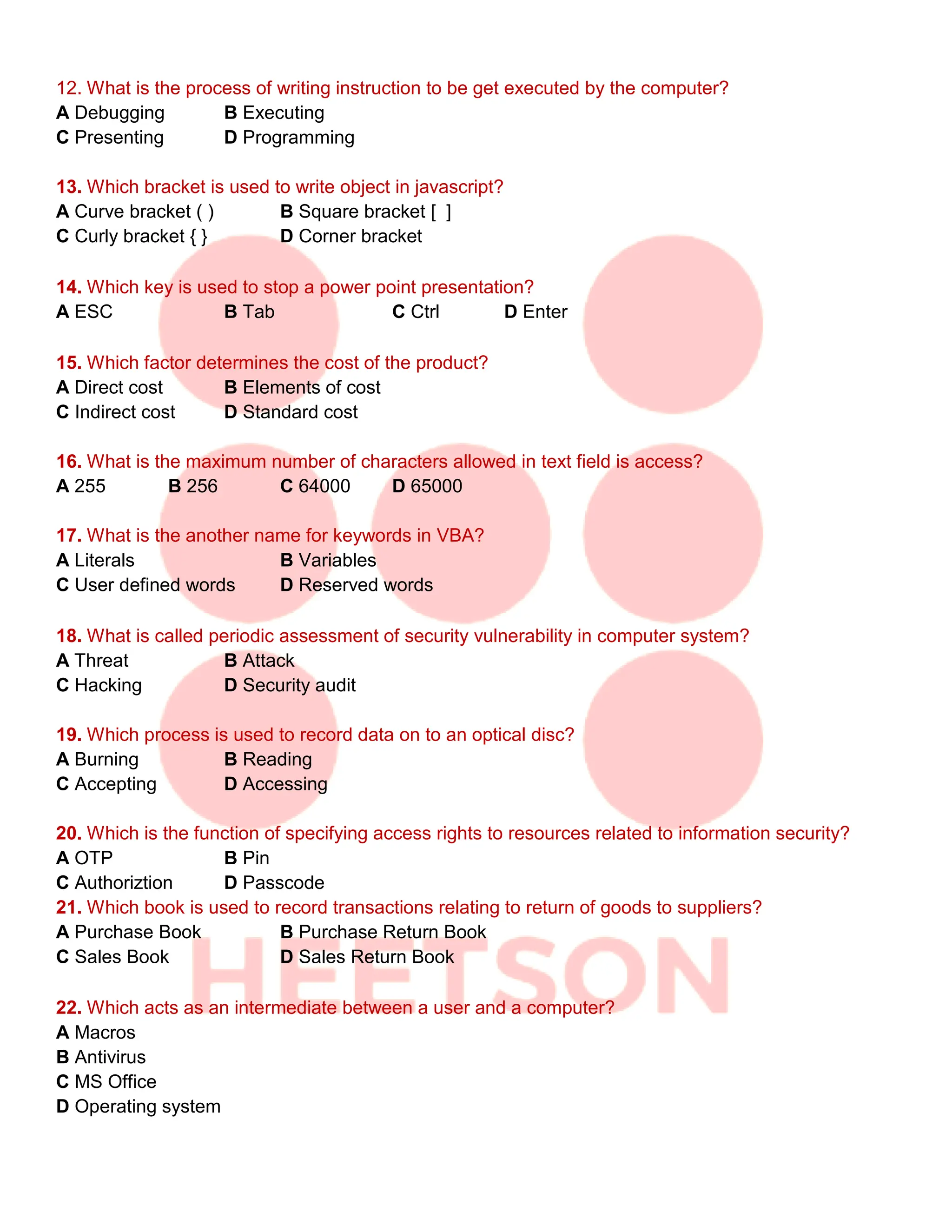 COPA Question Paper 2021, 25 February Online | PDF