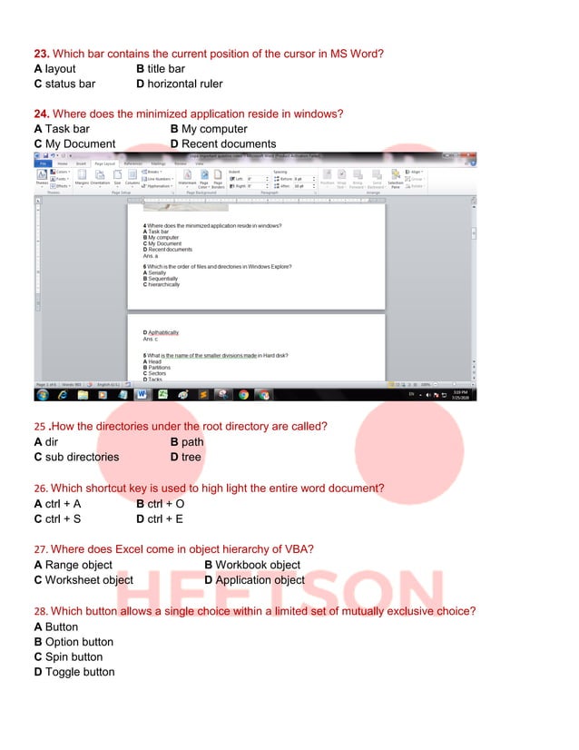 COPA Question Paper 2021, 25 February Online | PDF