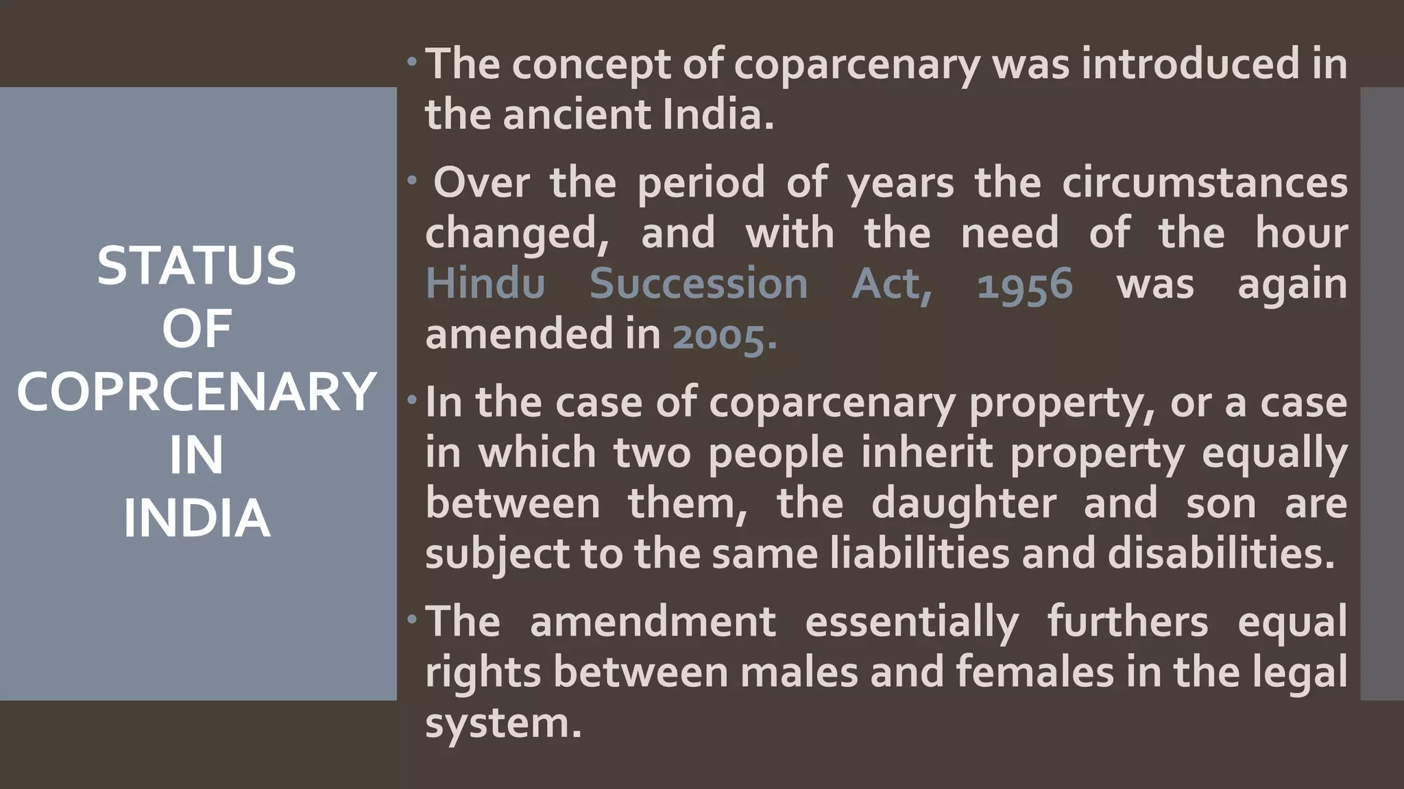 Coparcenary in Hindu Law | PPTX