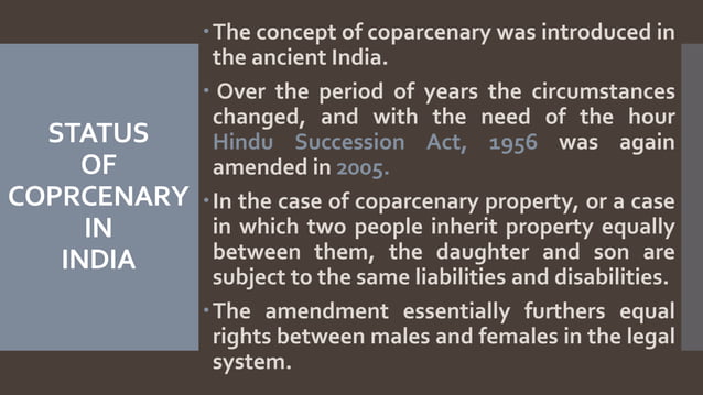 Coparcenary in Hindu Law | PPTX