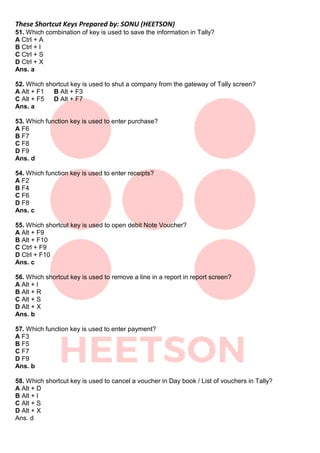 ITI COPA Shortcut Keys Question in Computer | PDF