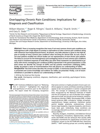 Chronic Overlapping Pain Conditions | PDF