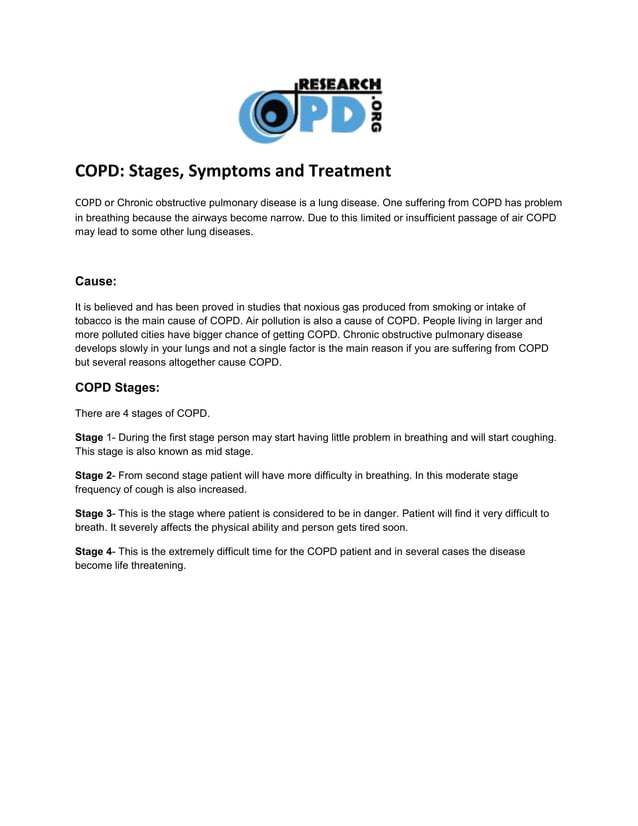 COPD | DOCX | Lung and Respiratory Health | Diseases and Conditions