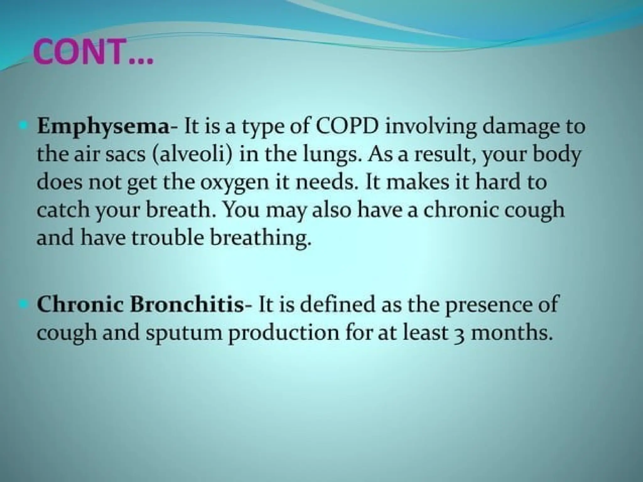 COPD COPD, or chronic obstructive pulmonary disease, is a condition ...