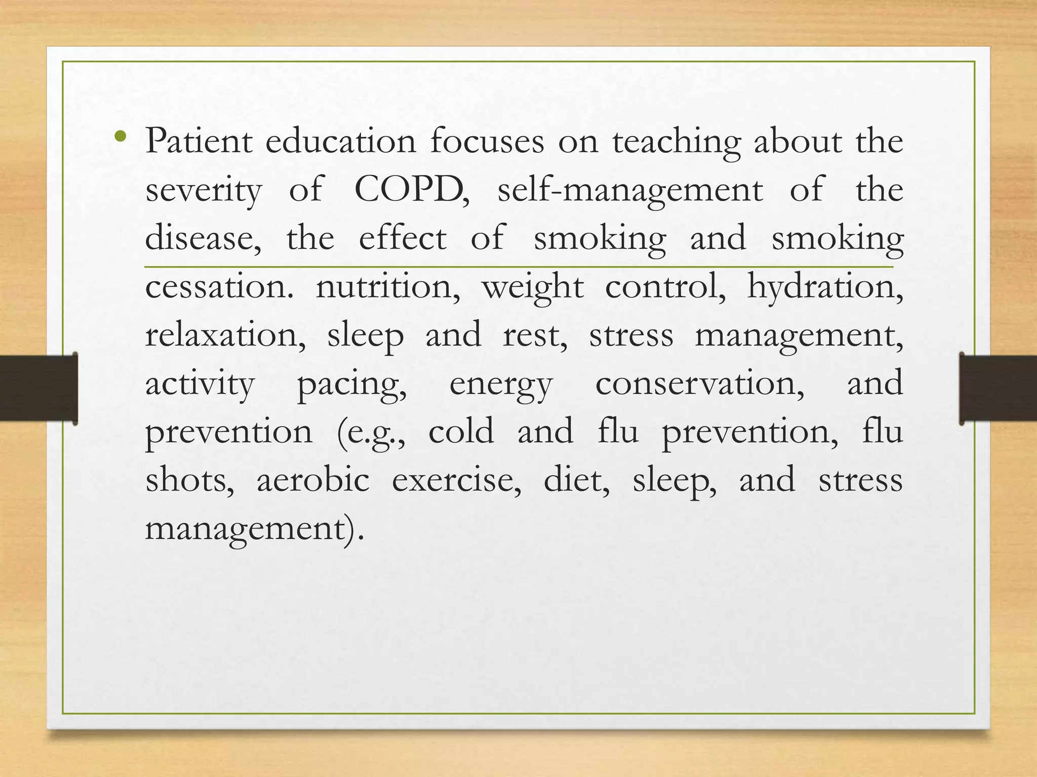 physiotherapy management for chronic obstructive pulmonary disease | PPTX
