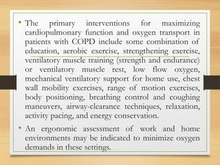 physiotherapy management for chronic obstructive pulmonary disease | PPTX