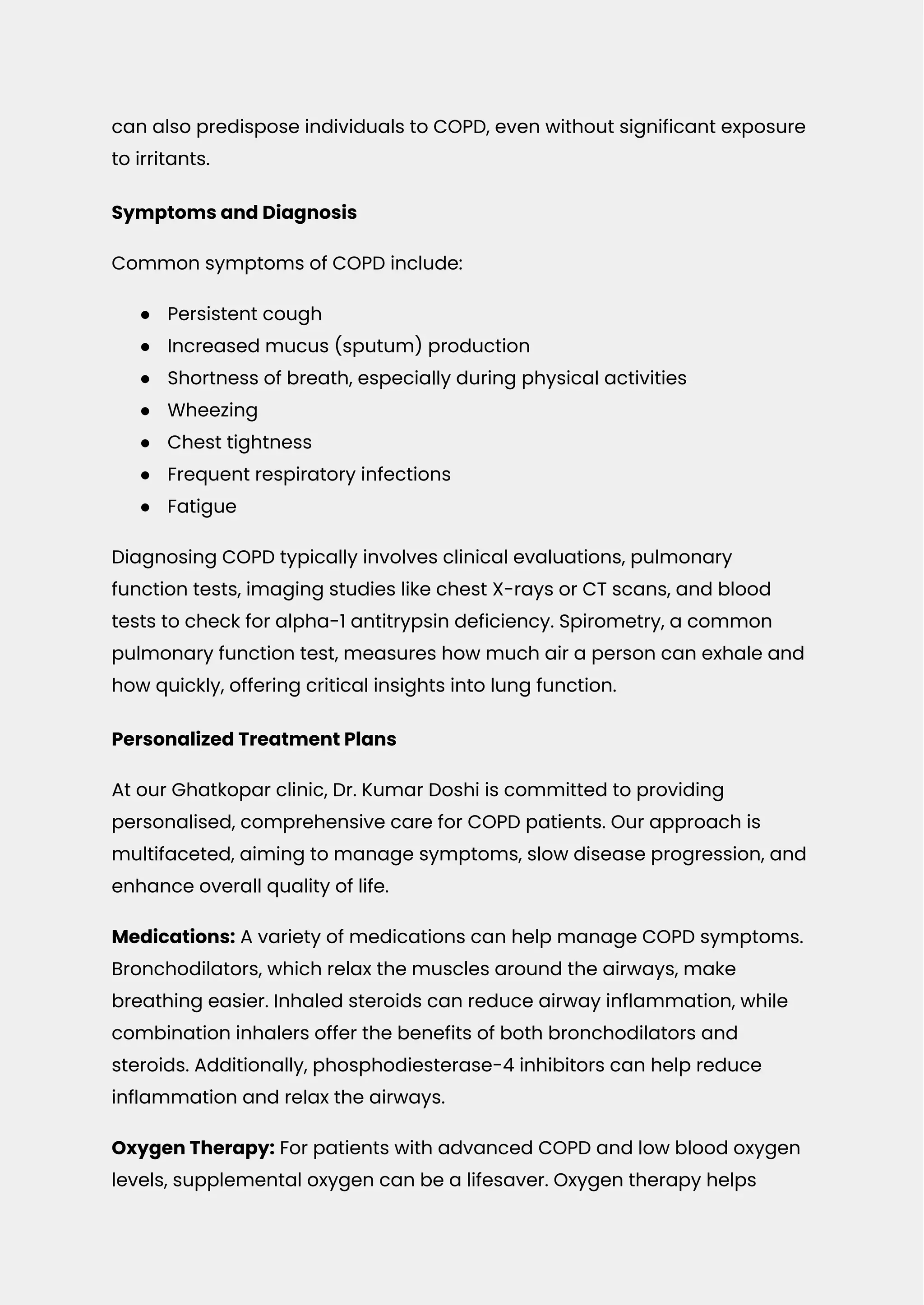 COPD Treatment in Ghatkopar,Mumbai. Dr Kumar Doshi | PDF