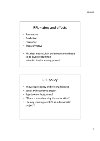 Recognition of Prior Learning | PDF