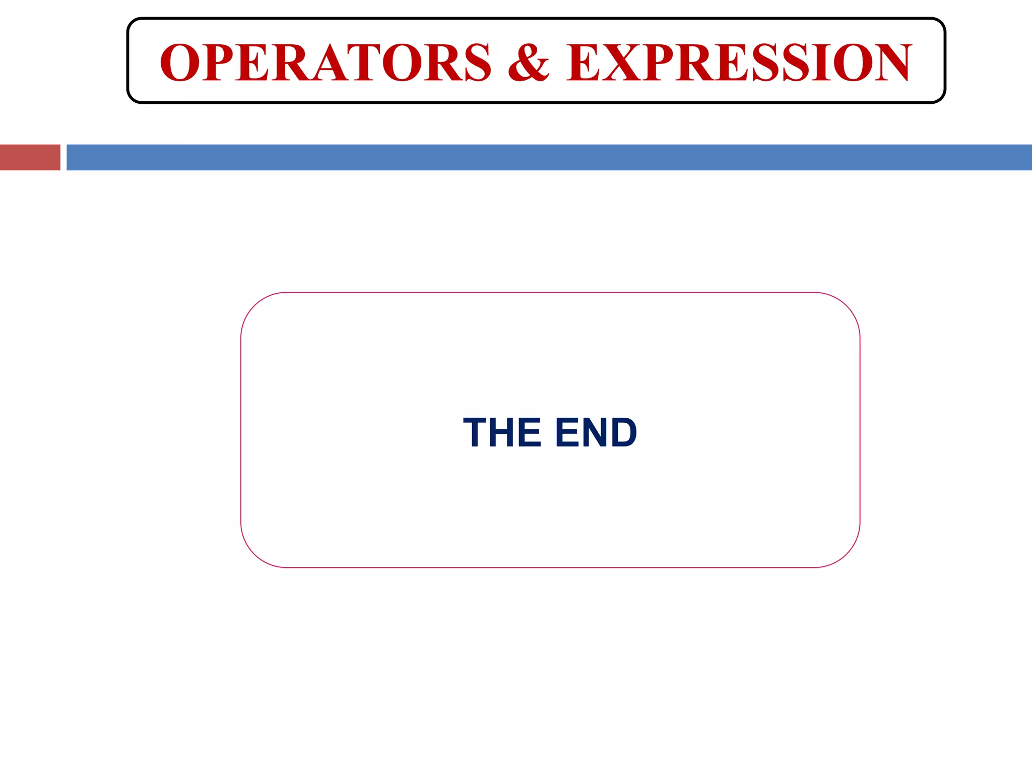 C operators and expression | PPT