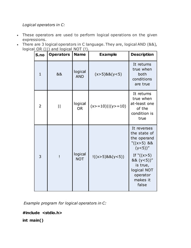 C – operators and expressions | DOCX