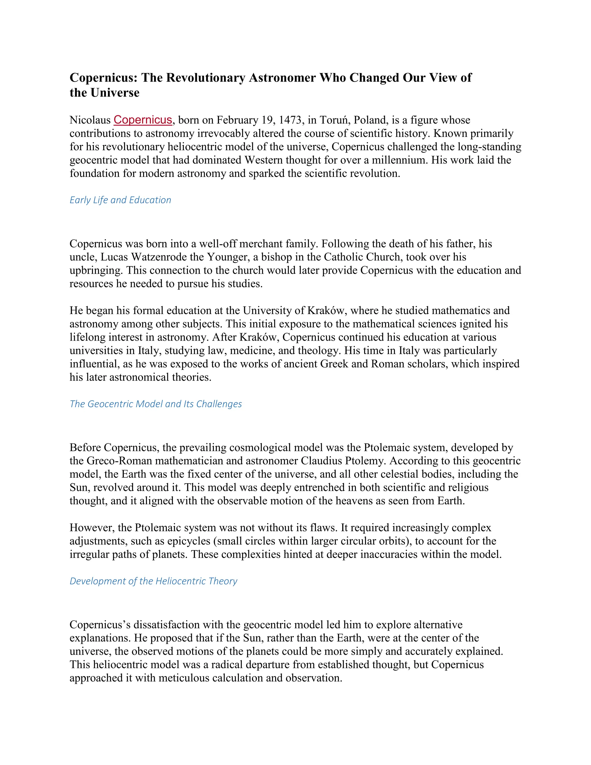 Copernicus: The Revolutionary Astronomer Who Changed Our View of the ...