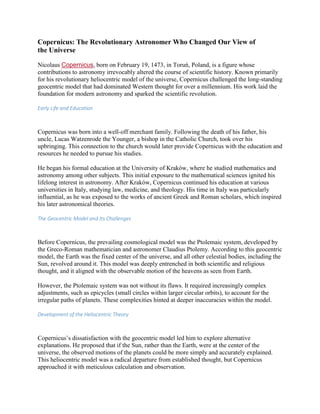 Copernicus: The Revolutionary Astronomer Who Changed Our View of the ...