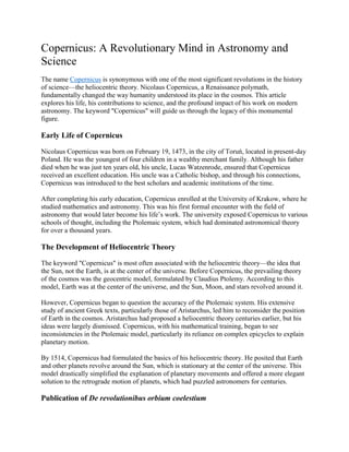 Copernicus: A Revolutionary Mind in Astronomy and Science | PDF