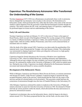 Copernicus: The Revolutionary Astronomer Who Transformed Our ...