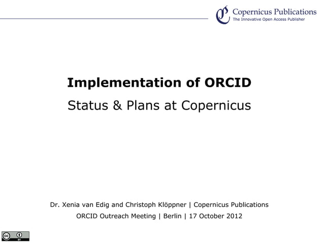 Copernicus orcid implementation | PPT