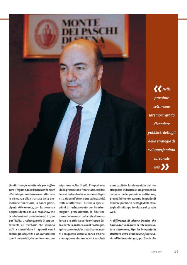 Intervista a Fabrizio Viola, amministratore delegato di Banca Mps ...