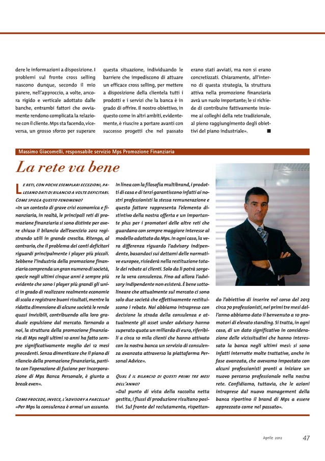 Intervista a Fabrizio Viola, amministratore delegato di Banca Mps ...