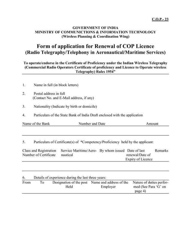 Cop form | PDF