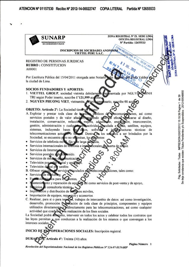 Copia literal viettel peru