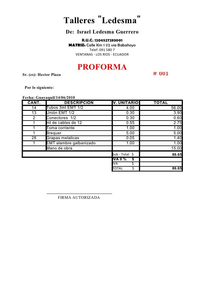 Modelo Proforma