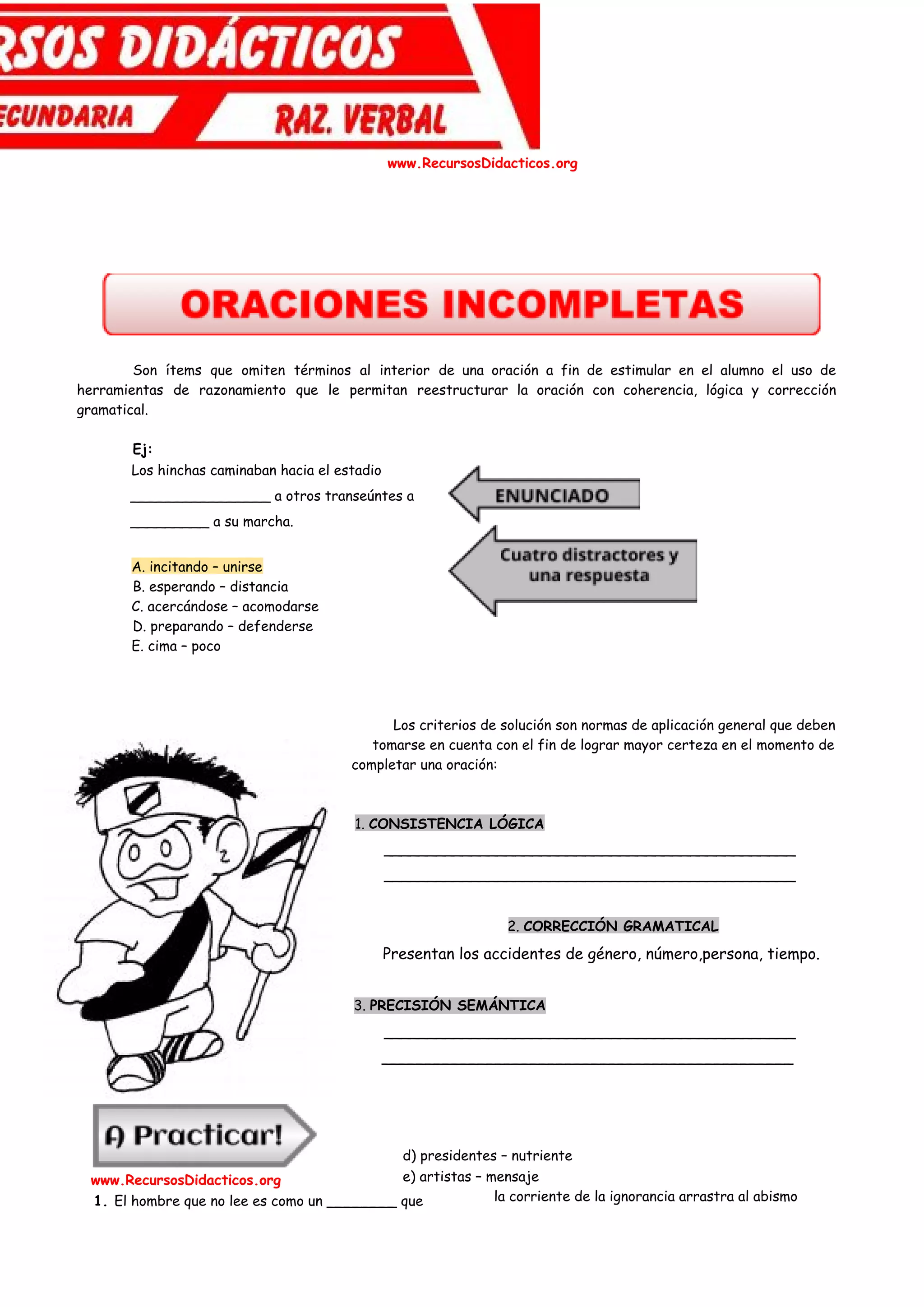 Oraciones incompletas | PDF