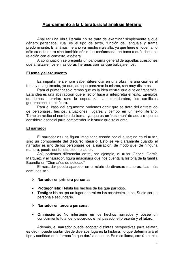 Analisis Literarios Ejemplos Definicion