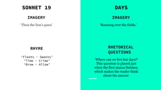 Days vs Sonnet 19 | PPTX | Poetry | Books and Literature