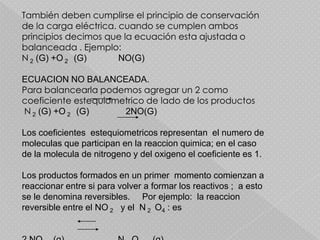 Ecuación química. Representación del principio de conservación de la ...