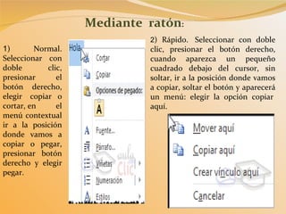 Copiar, cortar y pegar en word | PPT