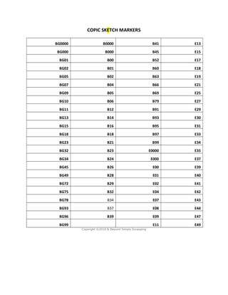 Copic sketch markers page color chart | PDF | Drawing and Sketching ...