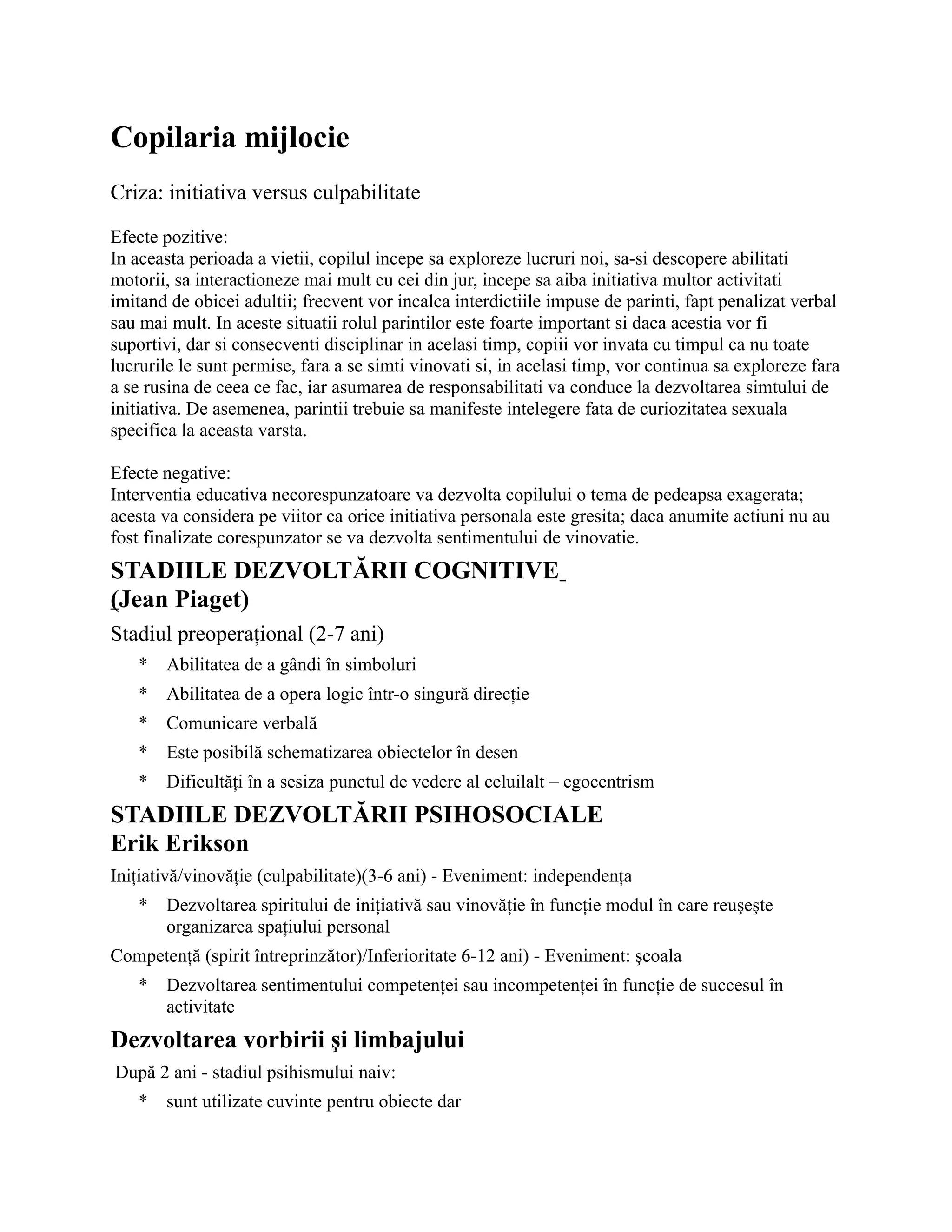 Copilaria mijlocie 3 6 ani | RTF