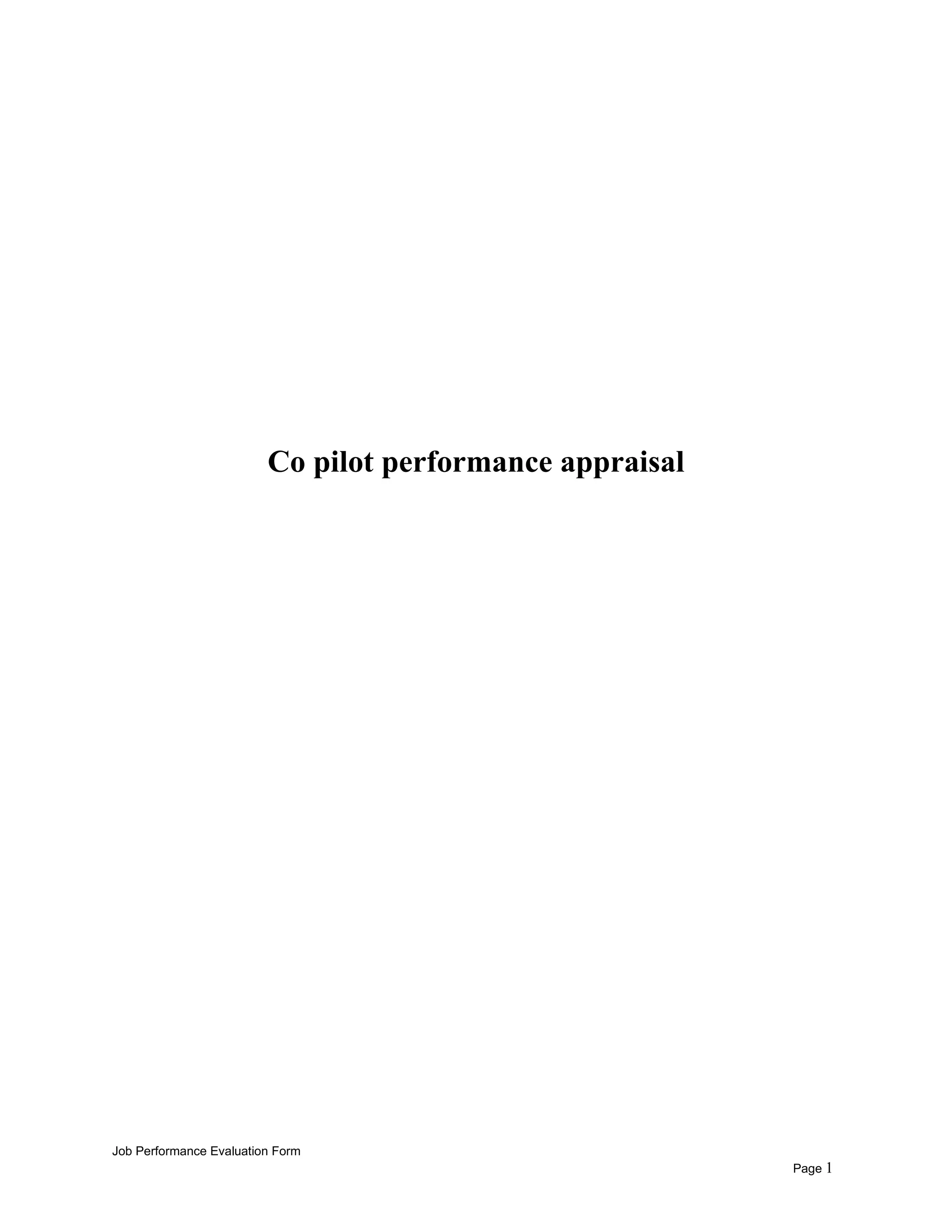 Co pilot performance appraisal | PDF