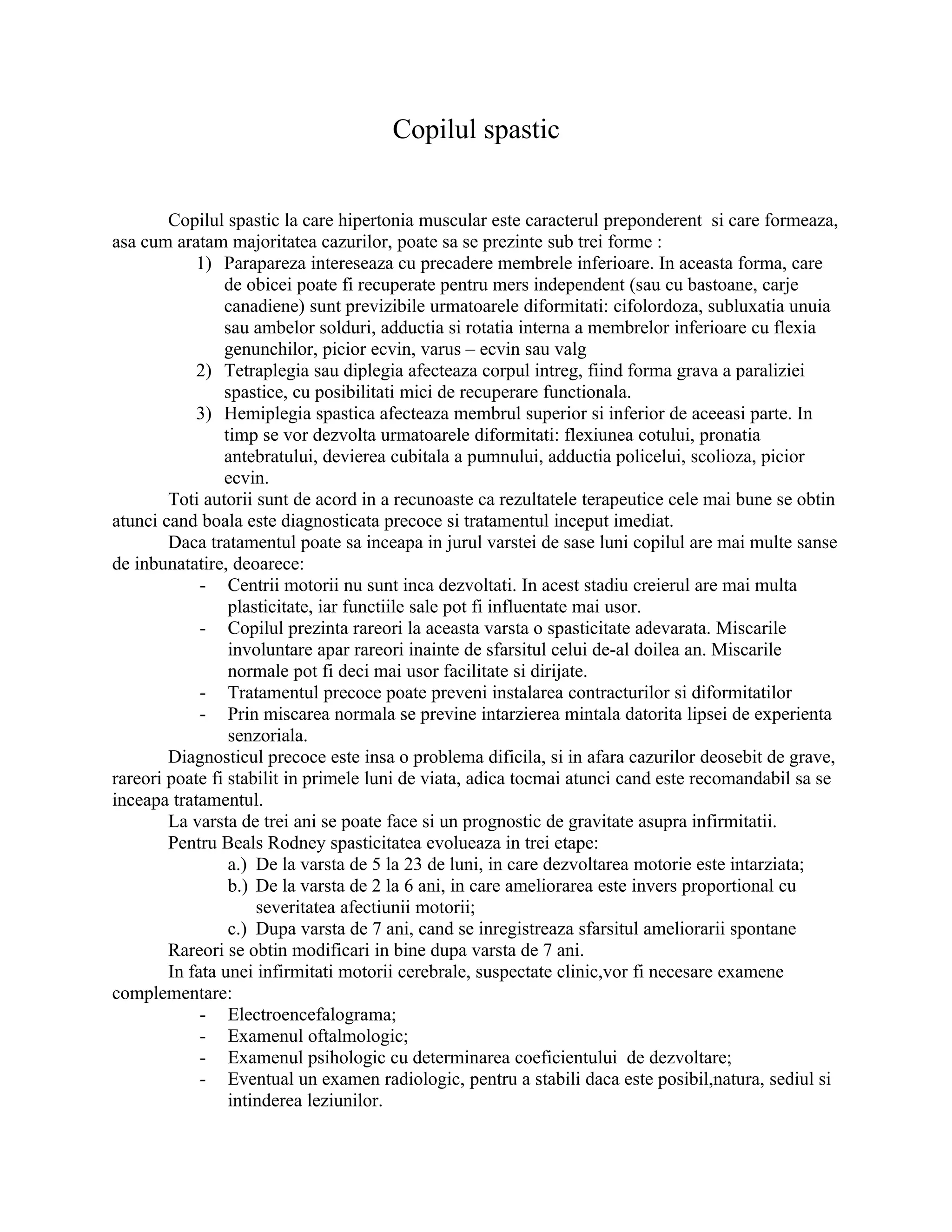 Copilul spastic | PDF