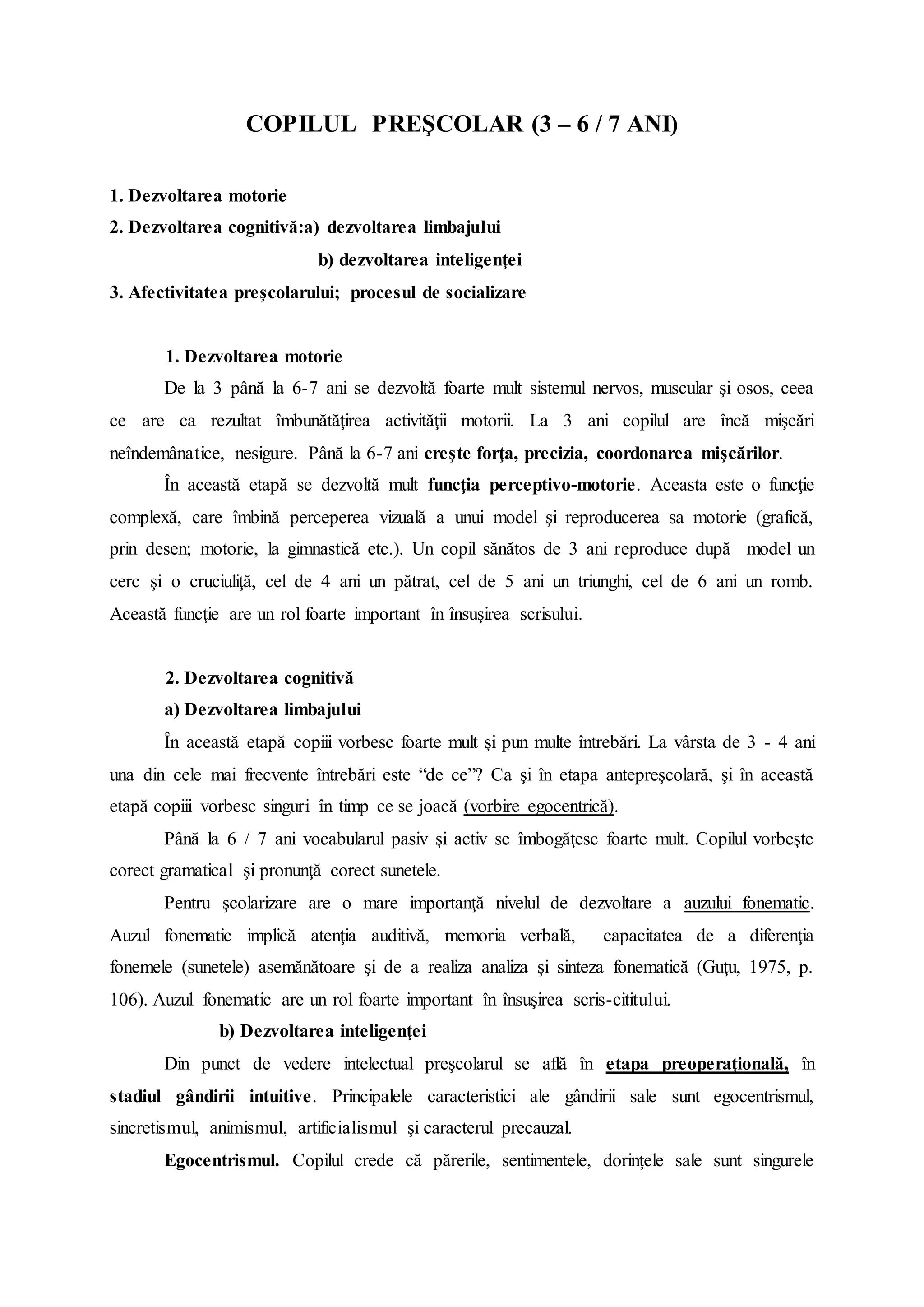 Copilul preşcolar | PDF