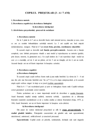 Copilul preşcolar | DOCX