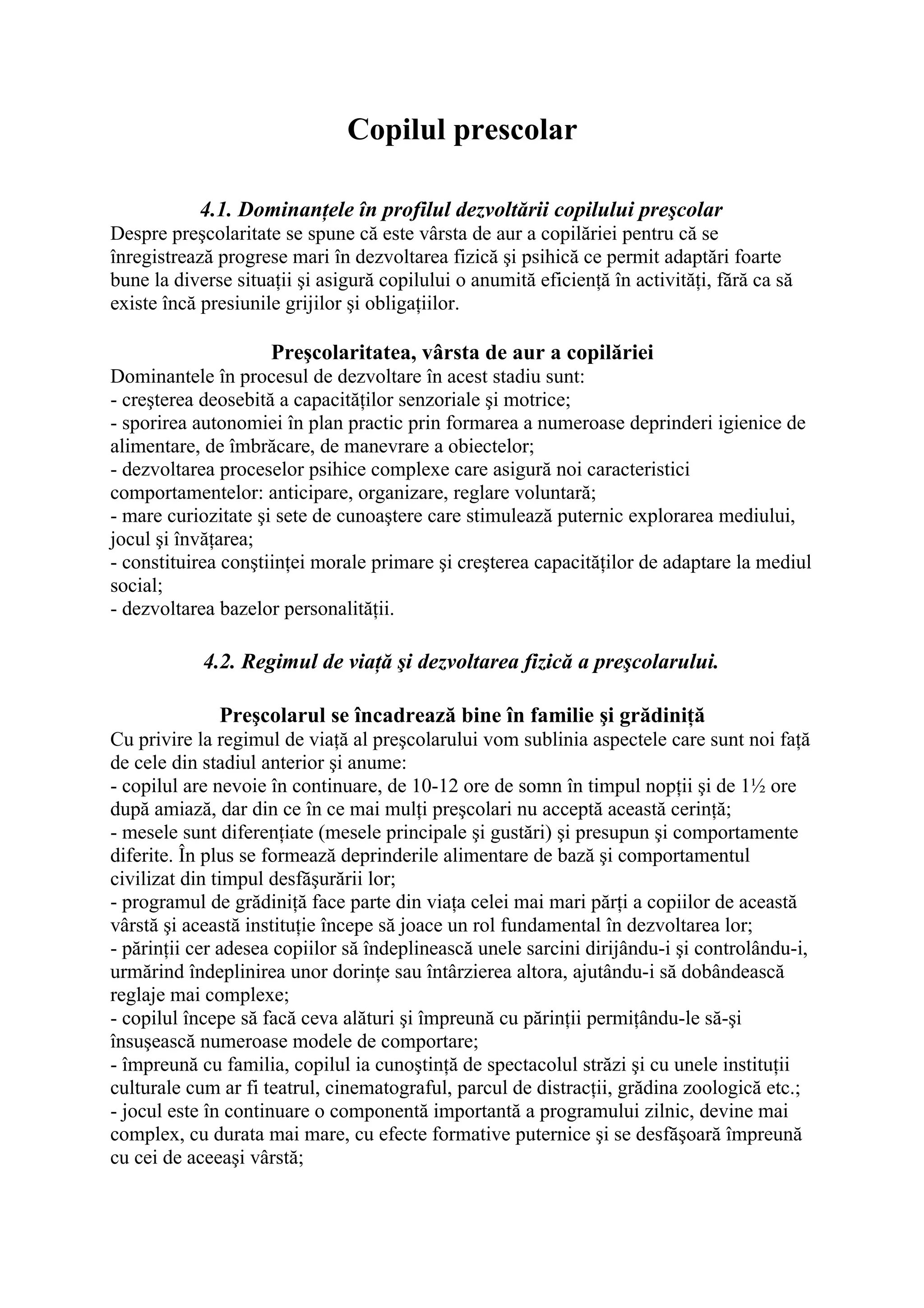 Copilul prescolar | PDF