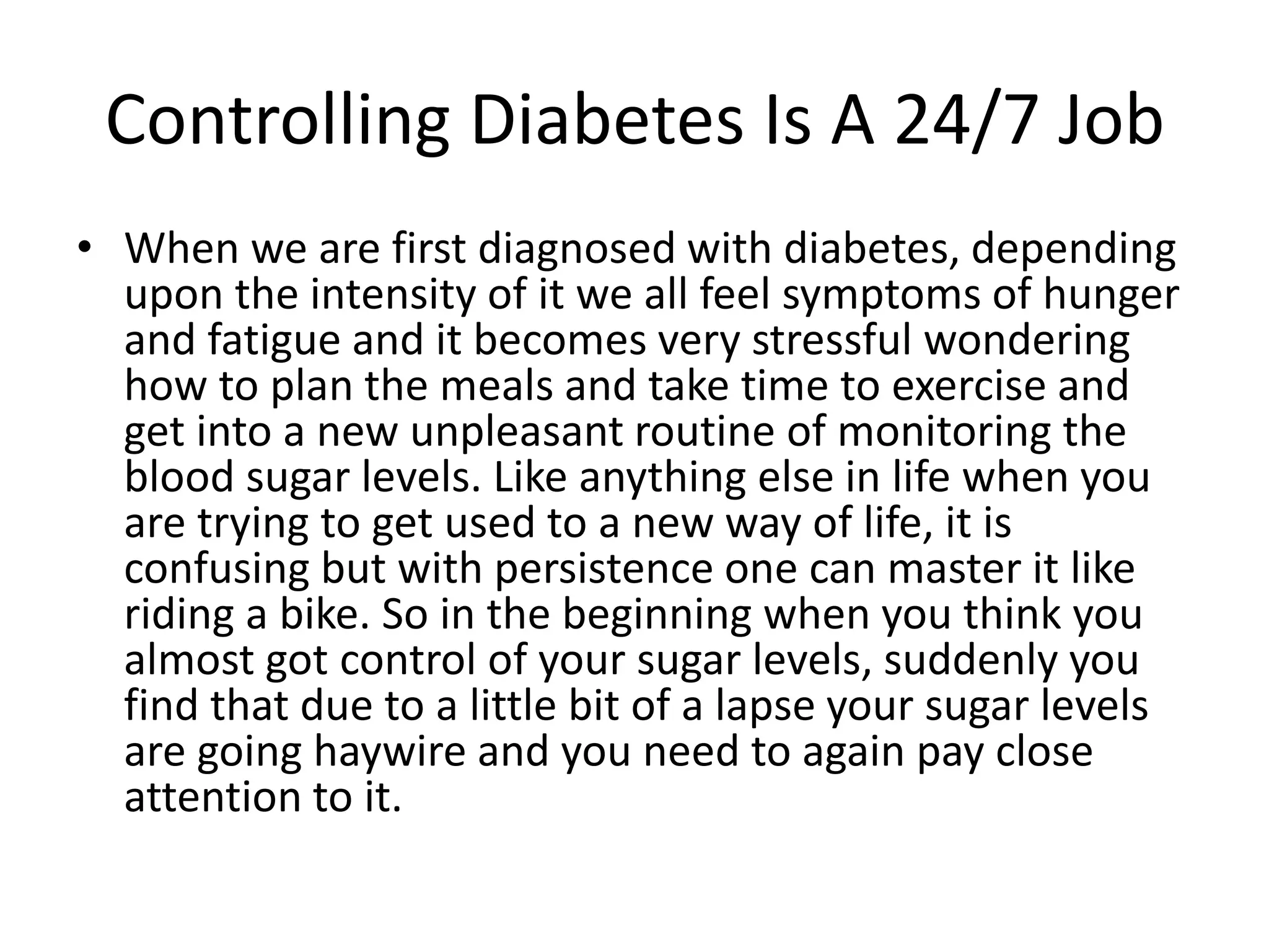 HOLISTIC APPROACH TO DIABETES SELF MANAGEMENT | PPT