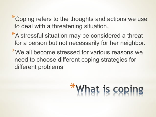 PPT on Coping strategies made By Jyoti Pali, Research Scholar | PPT