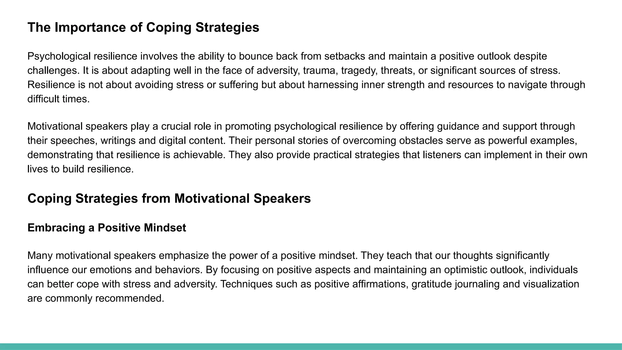 Coping Strategies from America’s Motivational Speakers. | PPT
