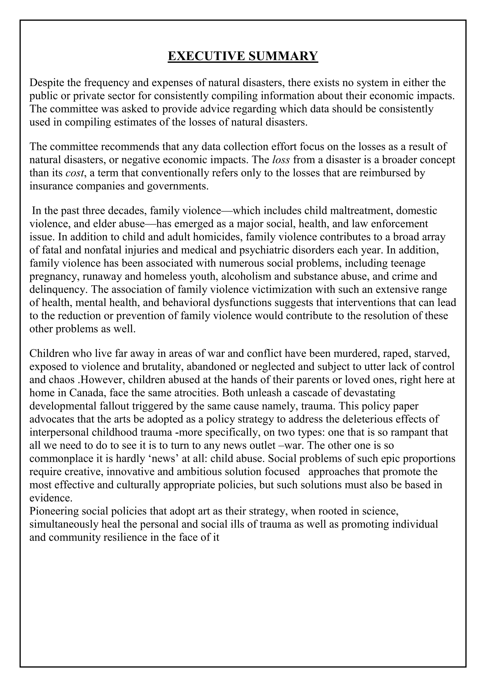 Coping with disaster, violence report | PDF