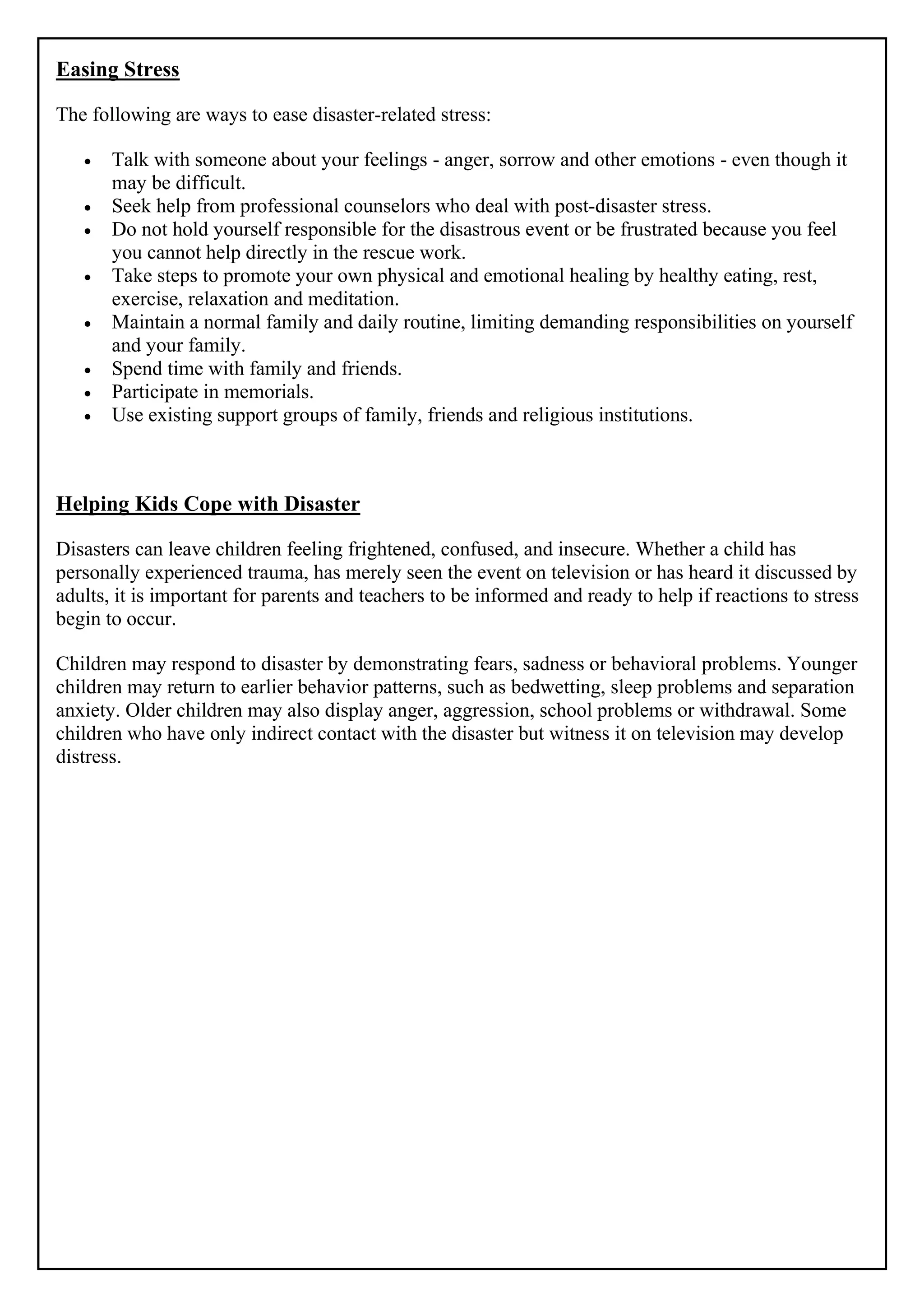Coping with disaster, violence report | PDF