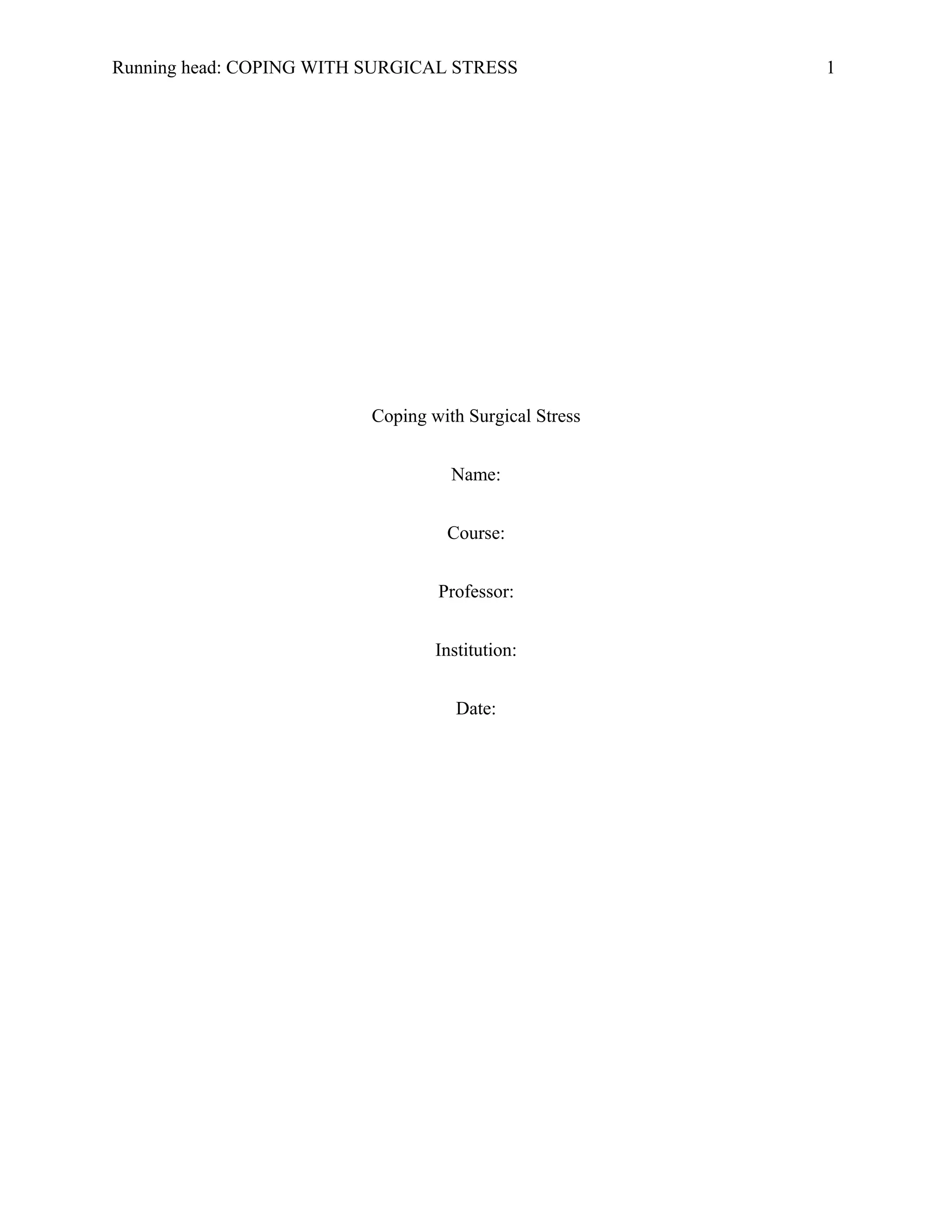 Coping with surgical stress (1) | DOC