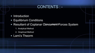 Coplanar concurrent forces | PPTX